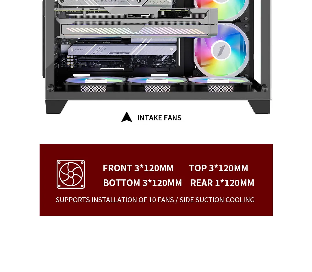 1stPlayer Megaview MV8-TP ATX Tempered Glass Gaming Case - Black ...