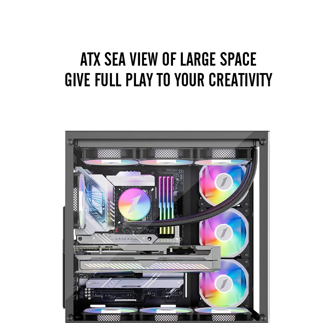 1stPlayer Megaview MV8-TP ATX Tempered Glass Gaming Case - Black ...