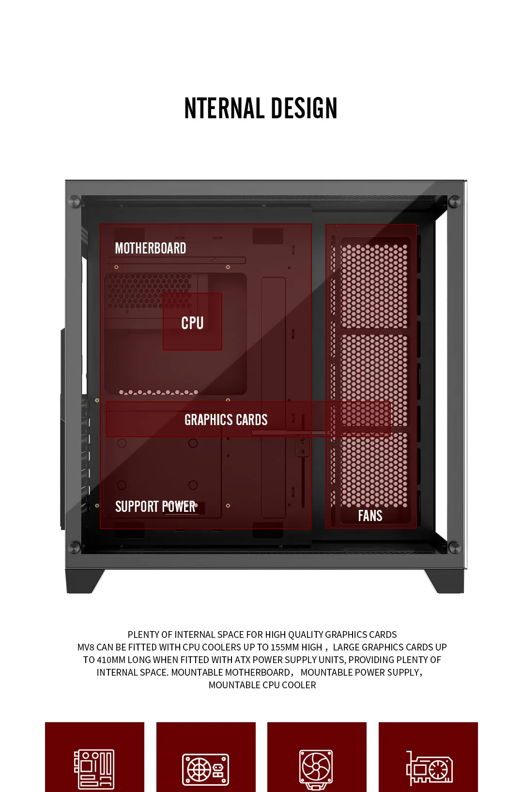 1stPlayer Megaview MV8-TP ATX Tempered Glass Gaming Case - Black ...