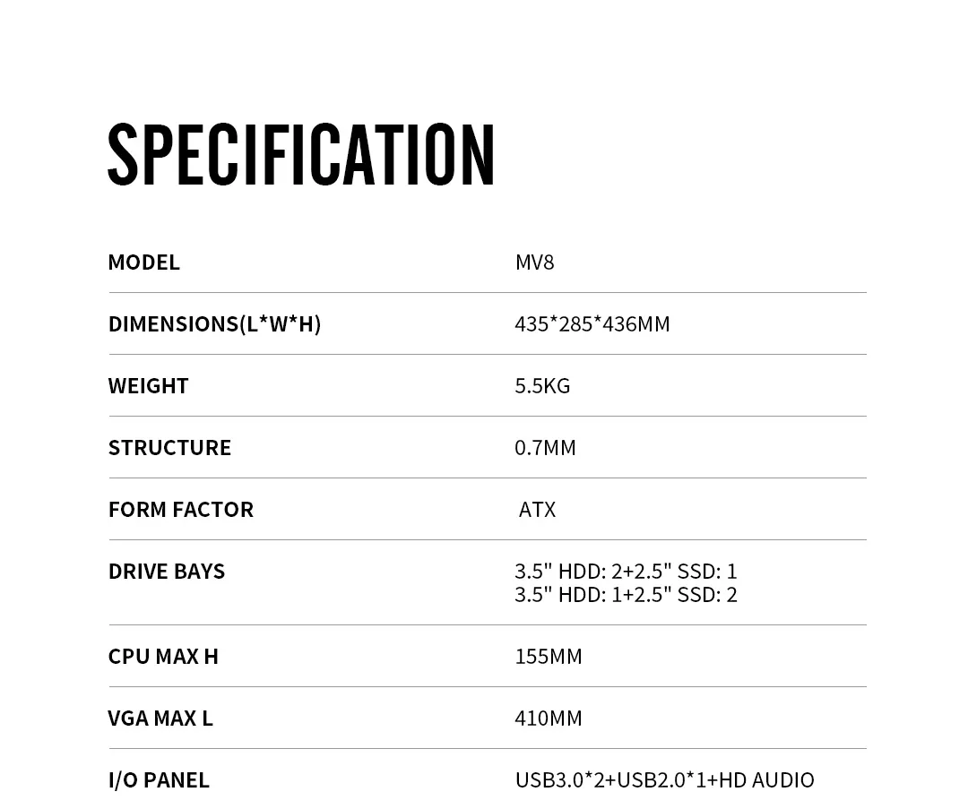 1stPlayer Megaview MV8-TP ATX Tempered Glass Gaming Case - Black ...